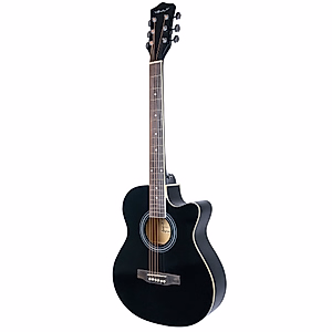 Vault EA-20CE Cutaway Acoustic-Electric Guitar - Black Bundle with Gig Bag, Tuner, Strap, Strings, Instrument Cable, Picks, Austin Bazaar Instructional DVD, and Polishing Cloth