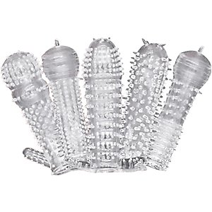 Transparent New Threaded mace Condom Male Condom Adult Lock fine Ring Extended Sleeve Crystal Sleeve 5pcs