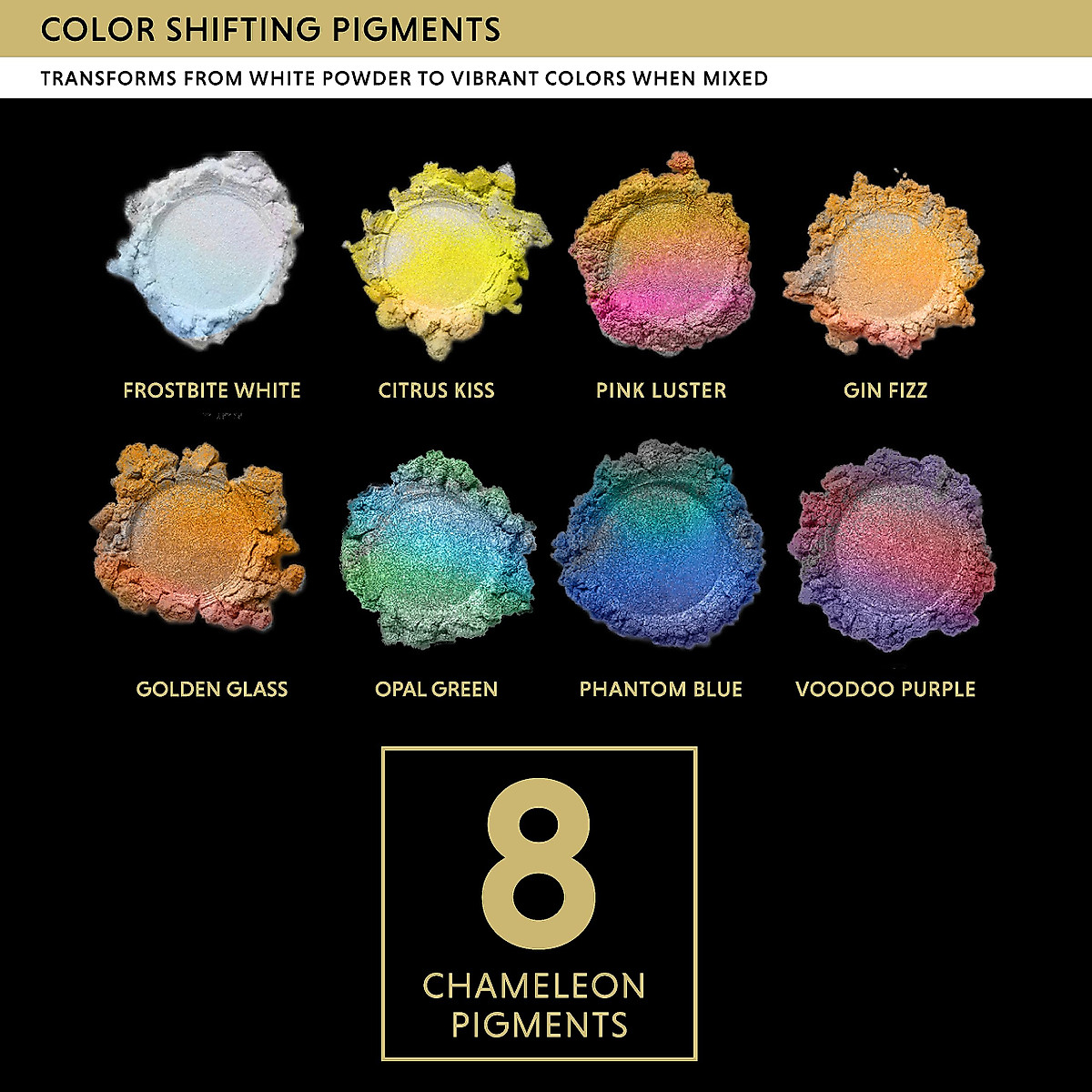 Chameleon Mica Powder for Epoxy Resin - 52 Colors Set - 0.10 Oz (3gr) - Mica Pigment for Resin Art, Soap Making, Epoxy, Slime & Candle Dye - Mica Powder, Lip Gloss, Eye Shadow