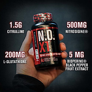 N.O. XT Nitric Oxide Supplement with Nitrosigine L Arginine & L Citrulline for Muscle Growth, Pumps, Vascularity, & Energy - Extra Strength Pre Workout N.O. Booster & Muscle Builder - 90 Veggie Pills