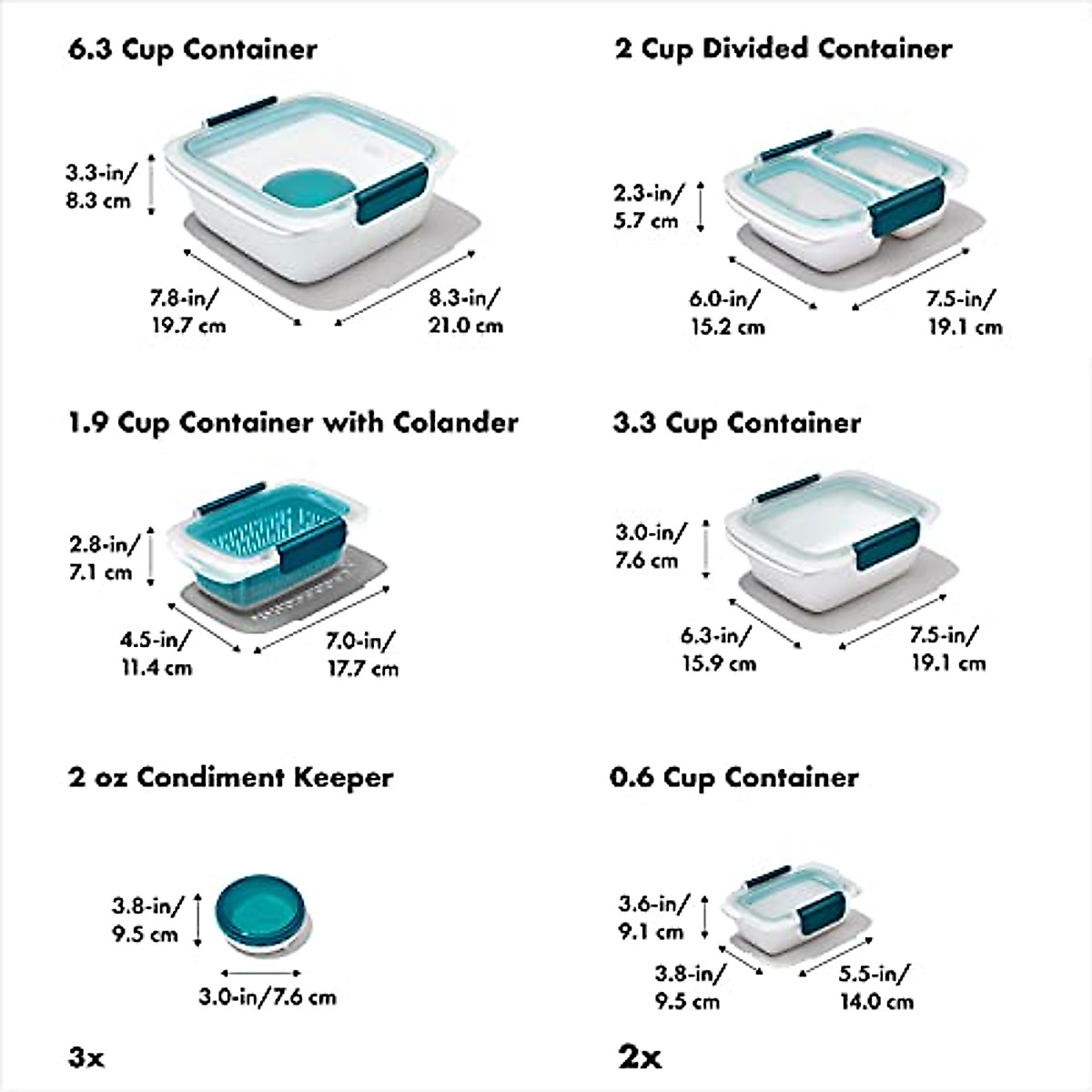 OXO Good Grips Prep & Go 20 Piece Set | Leakproof Food Storage | Ideal for leftovers, meal prep and work lunches | BPA Free | Microwave Safe | Dishwasher Safe | Freezer Safe | Odor and Stain Resistant