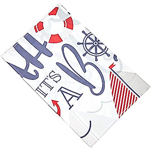 Ahoy It's a Boy Nautical Table Cover (54 x 108 in, Rectangle, 3 Pack)