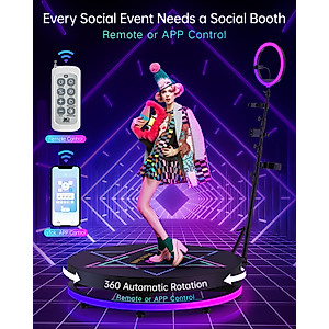 MBOBAO 360 Photo Booth Machine for Parties, 360 Video Booth Machine with RGB Ring Light,Free Custom Logo for Live Streaming Wedding Birthday Events (31.5in for 1-4 People+Flight Case)