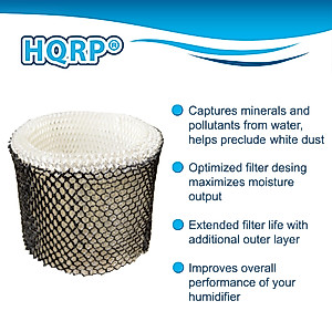 HQRP 2-pack Wick Filter compatible with Walgreens 890-WGN 890WGN LEV320 HF212-UL Cool Mist Humidifiers, W889-WGN Replacement