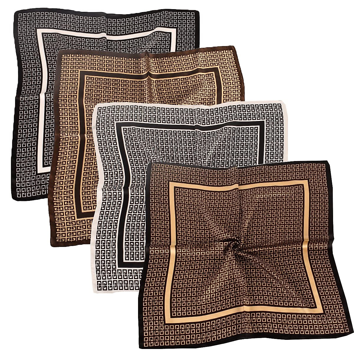 FYLuoke 4 Pcs Satin Head Scarf Hair Scarf Silk Bandana Silk Head Scarf 27.5 Inchs Neck Scarf for Women Girls (Set C)