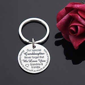 CHENVA Grandparents to Granddaughter Gifts Never Forget That We Love You Keychain Inspirational Gift for Granddaughter (Our Special Granddaughter)