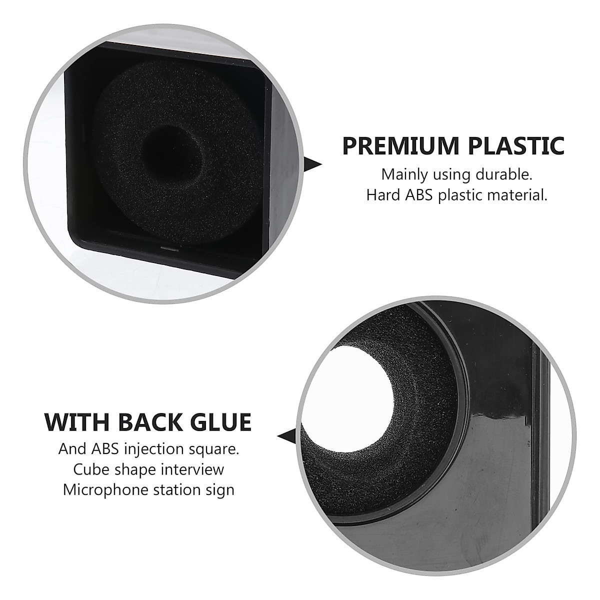 Lurrose Custom Signs Square Cube Shaped Microphone Flag Station Interview KTV Mic Portable Microphone Logo Flag Station (Black) Desktop Mic Stand