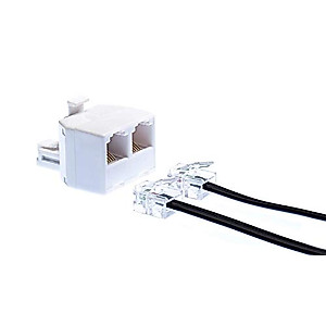 THE CIMPLE CO Duplex Jack Phone Wall Adapter - 1 Pack, White - 2-Way Phone Splitter (2 Lines) Wall Jack Phone RJ11 Adapter