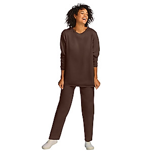 Woman Within Women's Plus Size Fleece Sweatshirt Set - 2X, Chocolate