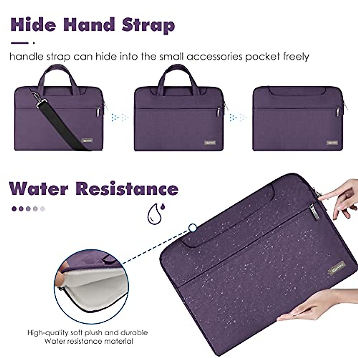 Qishare 13.3 14 inch Laptop Case Laptop Shoulder Bag, Multi-Functional Notebook Sleeve Carrying Case with Strap for Samsung Acer Asus Lenovo Yoga MacBook pro 13 Ultrabook Chromebook(Purple)