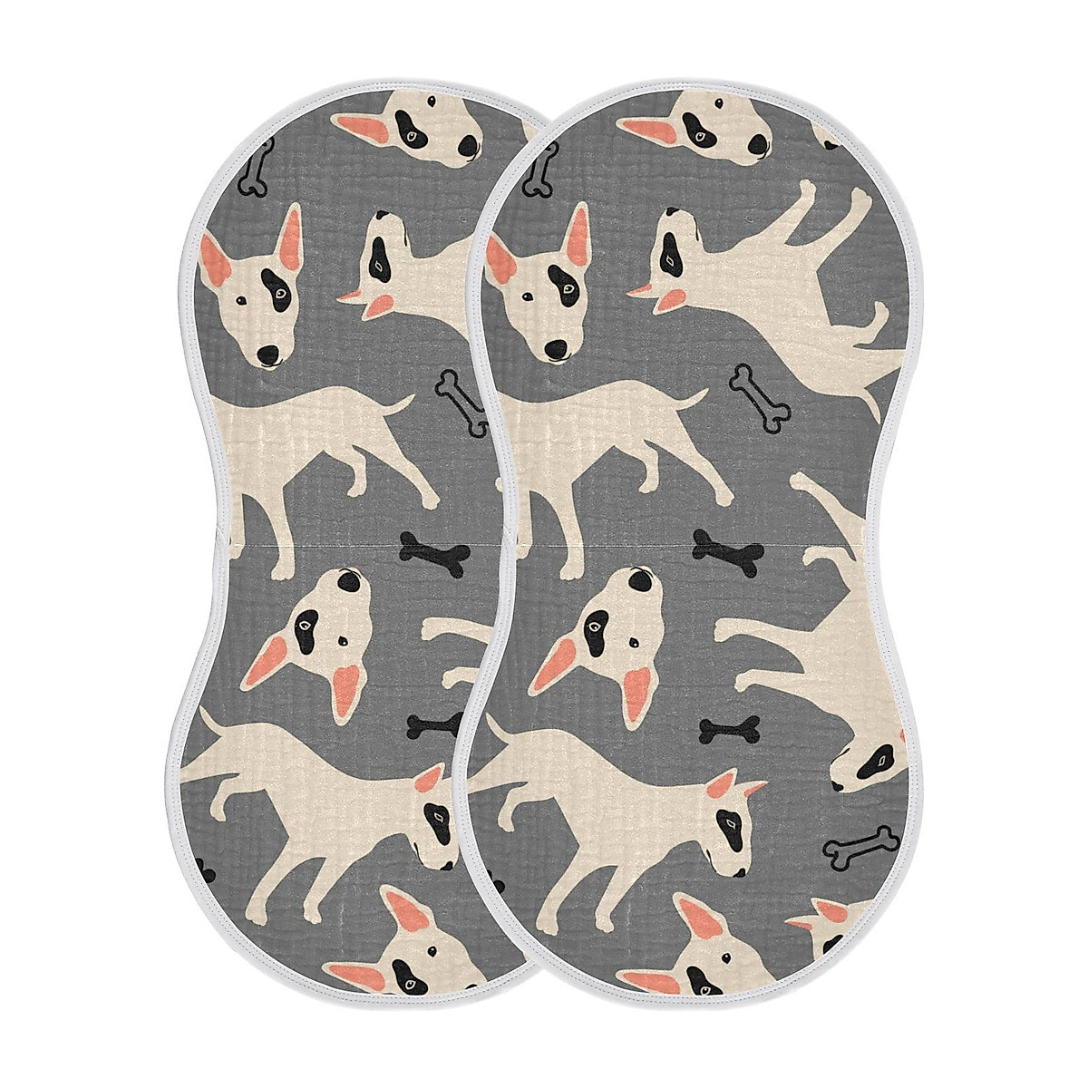 YYZZH Bull Terrier Pitbull Dog and Bone Muslin Burp Cloths for Baby 2 Pack 100% Cotton Baby Washcloths Bibs for Boy Girl