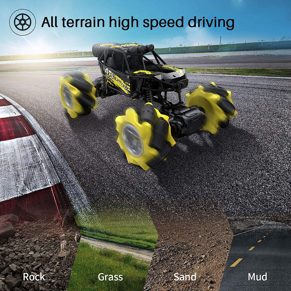 DoDoeleph Remote Control Car, Metal RC Cars, RC Monster Trucks 1/20 RC Stunt Car 360° Rotating 4WD 2.4Ghz All Terrains Rechargeable RC Crawler, Kids Girls Boys Toys Age 4-5 6-8 8-10