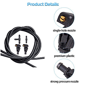 Front Windshield Washer Nozzles Kit for 2004-2013 Ford F150 - Replaces # 3W7Z17603AA Washer Jet and Fluid Hose with Connector