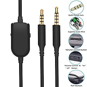 Replacement A10 A40 Cable Inline Mute Volume Control with Microphone for Astro A40/A30/A50 Headsets Cord Lead Compatible with Xbox One 4 PS4 Headphone Audio Extension Cable (Black/6.5ft)