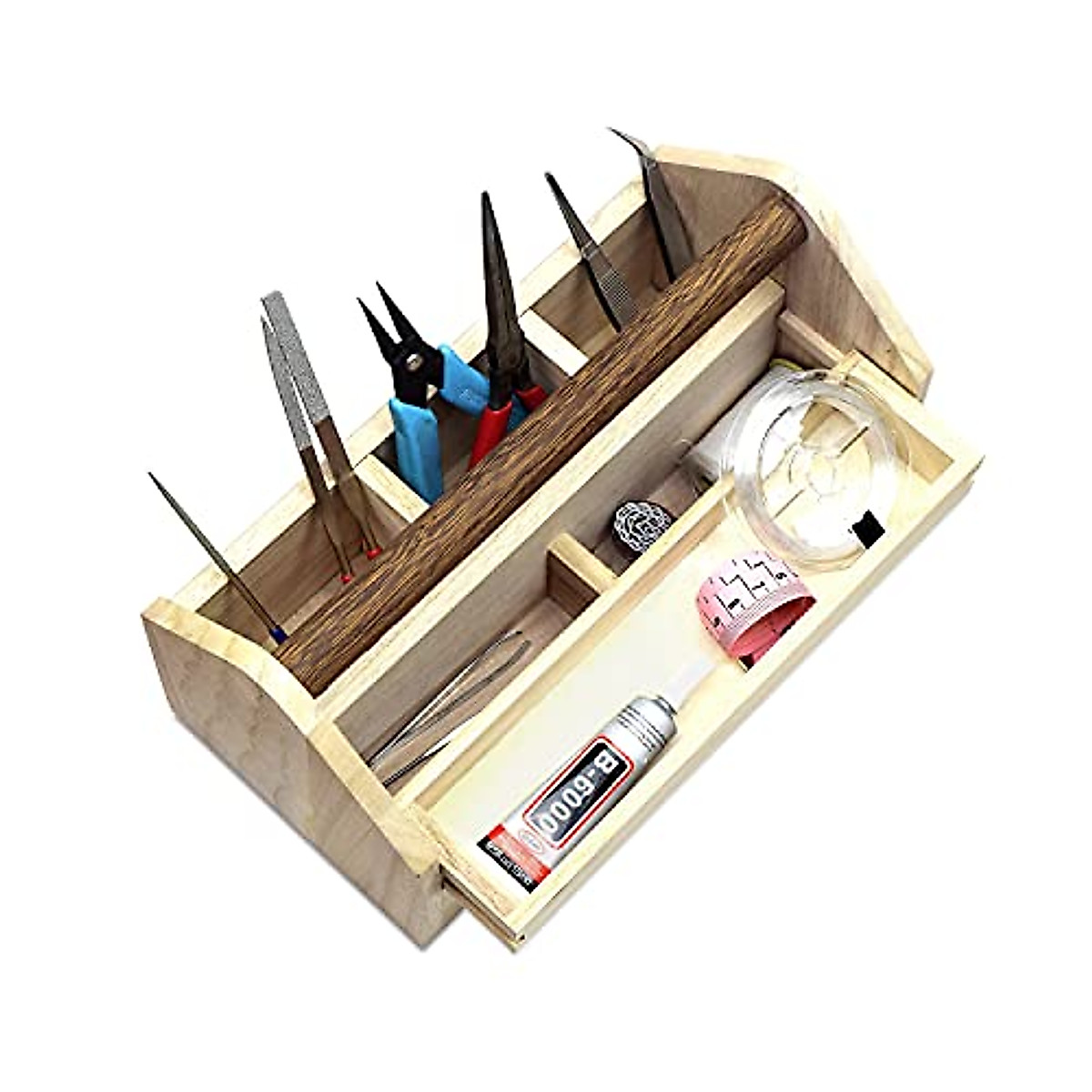 Ikee Design Wooden Craft Tool Box Caddy w/ Handle & Drawer