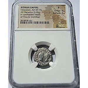 IT 69-79 AD Ancient Rome Empire, Vespasian Antique Roman Silver Coin AR Denarius Fine NGC