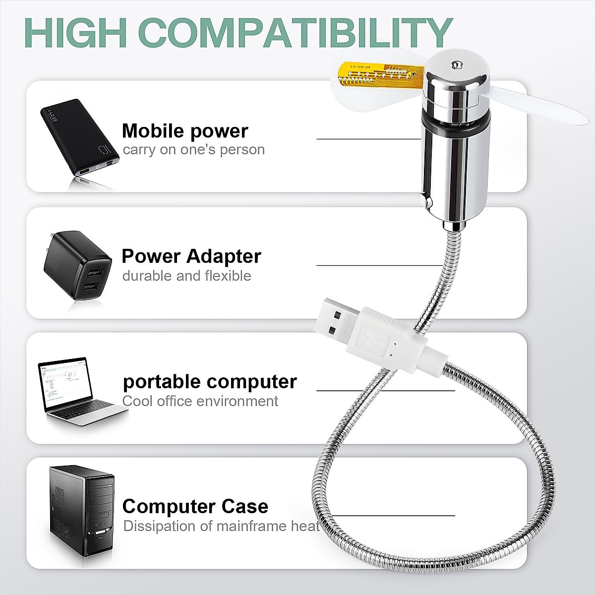 BREIS New USB Clock Fan with Real Time Clock and Temperature Display Function,Silver,1 Year Warranty