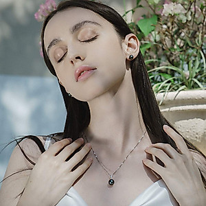 DENGGUANG Tahitian Black Pearl Necklace 18K Gold 11-12 mm South Sea Cultured Pearl Pendant Necklaces - Birthday Anniversary Jewelry Gifts for Women Wife Mom Daughter (White Gold 18 inches)