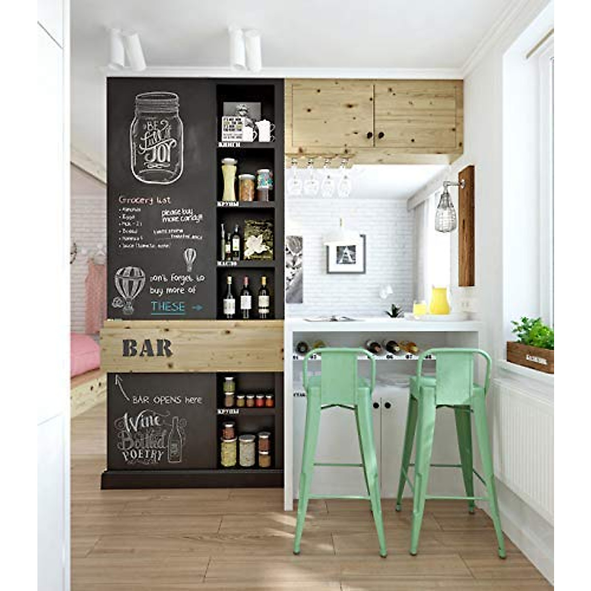 Chalkboard Blackboard Paint - Brush on Wood, Metal, Glass, Wall, Plaster Boards Sign, Frame or Any Surface. Use with Chalk Pen Wet Erase, Non-Toxic - Matte Finish [Black] - (8.5oz Cover 32 sf)