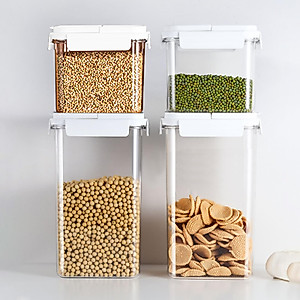 XhOSLAnd Cereal Containers Storage Set, 4 PCS Airtight Food Storage Containers with Flip-Top Lids, Plastic Cereal Organizer Dispenser for Kitchen, Pantry Organization Storage