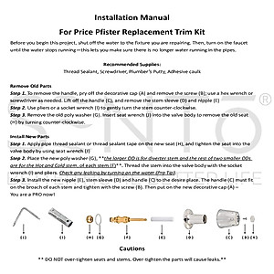 SENTO Bathtub and Shower 3 Handle Tub Trim Set For Price Pfister Faucets Bathtub Shower, Easy Installation, Heavy Duty Metal, Matte Black