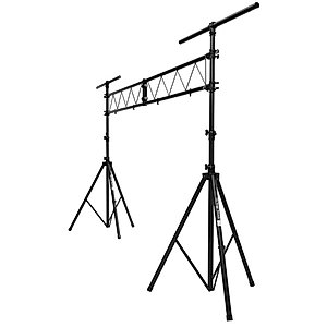 On-Stage LS7730 Lighting Stand with Truss (Folding, Portable PAR Can and LED Light Rig for Theaters, Auditoriums, Concert Halls, Clubs, and Venues, Adjustable Height, Rubber Feet, Metal, Black)