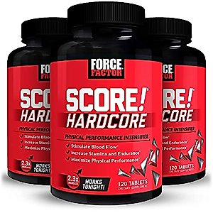 Force Factor SCORE! Hardcore, 3-Pack, Nitric Oxide Booster Supplement for Men with L-Citrulline, Yohimbe, Black Maca & B Vitamins to Boost Increase Stamina, Maximize Physical Performance, 360 Tablets