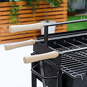 Outsunny Portable Charcoal BBQ Grills Steel Rotisserie Outdoor Cooking Height Adjustable with 4 Wheels Large/Small Skewers Portability for Patio, Backyard, Black
