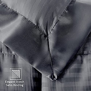 downluxe King Size Blanket, Lightweight Down Alternative Blanket with Satin Trim (90 X 108 Inch, Grey)