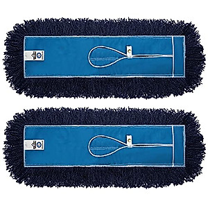 Nine Forty 36-Inch Premium Nylon Dust Mop Replacement Head - Heavy Duty Mop Head Refill for Industrial, Commercial, and Residential Cleaning - Dry Floor Duster for Hardwood Surfaces - Blue (2-Pack)