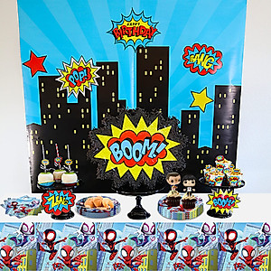 Spidey and His Amazing Friends Birthday Decorations, 20 Plates, 20 Napkins and 1 Tablecover for Spidey and His Amazing Friends Birthday Party Supplies, Spidey Theme Party Decorations