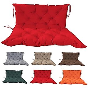 Tuccor Porch Swing Cushions with Backrest, Overstuffed Waterproof Bench Cushion Garden Patio 2-3 Seater Swing Replacement Cushions, Outdoor Indoor Porch Gliders Furniture Cushion (59.06*39.37'', Red)
