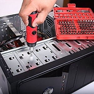 101-Piece Premium Security Screwdriver Bit Set with Bonus Ratchet Driver | Both Standard and Tamper Proof Bits | Include Phillips, Pozi, Slotted, Hex, Torx, Square, XZN, Spanner, Torq, TriWing, Clutch