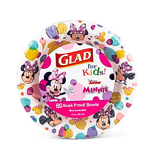 Glad for Kids Disney Mickey and Friends Polka Dot 12oz Paper Bowls| Disney Mickey Mouse Colorful Polka Dot Paper Bowls, Kids Bowls| Kid-Friendly Paper Bowls for Everyday Use, 12oz Paper Bowls 40 Ct