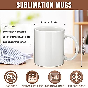 Yahenda 16 Pack Sublimation Mugs 11 oz Blank Coffee Mugs White DIY Coated Ceramic Cup Blank Mugs Bulk Drinking Cups White Ceramic Sublimation Mugs with Large Handle White Gift Box for Coffee Tea Milk