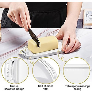 Butter Dish with Clear Lid, Butter Container Holds for Countertop, Unbreakable Butter Keeper for Home Kitchen Decor, Perfect for East/West Coast Butter, BPA-free, Microwave/Dishwasher Safe (White)