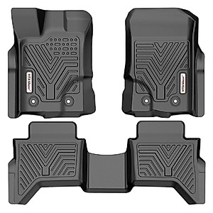 YITAMOTOR Floor Mats Fit for 2019-2023 Ford Ranger Supercrew Cab, Custom Fit Black TPE Floor Liners 1st & 2nd Row All-Weather Protection