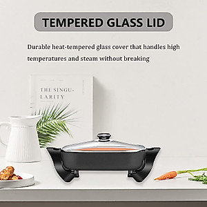 12 Inch Nonstick Electric Skillet - for Fry Bake Steam Simmer