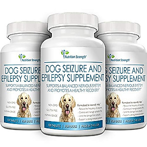 Nutrition Strength Dog Seizure Support, Supplement for Epilepsy in Dogs, with Organic Valerian Root, Chamomile and Blue Vervain, Plus L-Tryptophan Dog Stress and Anxiety Aid, 120 Chewable Tablets