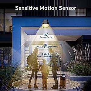 ENTOVE Solar Motion Lights Outdoor, Solar Motion Sensor Security Lights IP 67 Waterproof Solar Powered Lights 120°Adjustable Security Wall Light for Garden Patio Yard (2Pack)