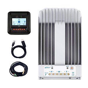 EPEVER 30A MPPT Solar Charge Controller 12/24VDC Automatically Identifying System Voltage with MT50 Remote Meter &Temperature Sensor RTS &Communication Cable RS485