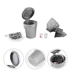 Miniature Garbage Can Fairy House Model Art Crafts DIY Accessory for Girls and Boys Silver