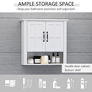 HOMCOM Medicine Cabinet, 3-Tier Bathroom Wall Cabinet with Adjustable Shelf and 2 Doors, Bathroom Cabinet for Over The Toilet, White