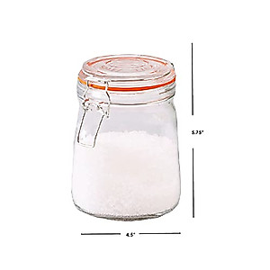 Mason Jar With Lid (Clear), By Home Basics | Single Mason Jar For Pickles, Sauces, Jelly, Condiments, and Snacks | Holds Four Cup, Medium