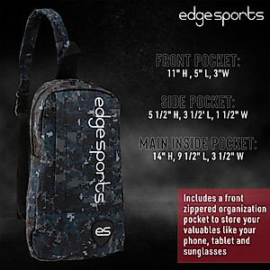 EDGE SPORTS Unisex Crossbody Sling Bag Day Bag for the Gym, Hiking, Running, Training, and Travel (Green Camo)
