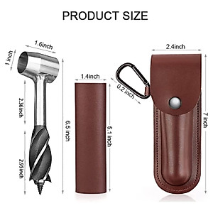 Bushcraft Gear for Survival Settlers Bushscraft Hand Auger Wrench with Flint Scotch Eye Wood Drill Peg and Manual Hole Maker Multitool with leather Case Camping brown