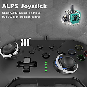 GCHT GAMING SP1048 Wired PC Gaming Controller with Paddles/Hall Joysticks/Hall Triggers/RGB Lighting, Work for Windows PC, Android, Steam and Switch (Black)