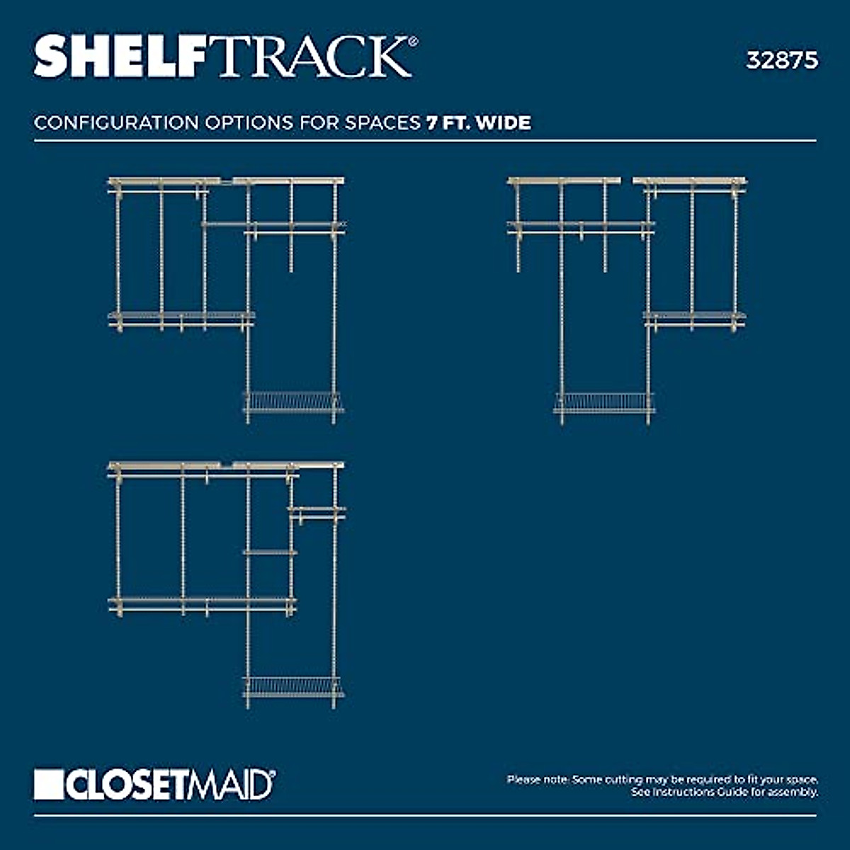 ClosetMaid ShelfTrack Wire Closet Organizer System, Adjustable from 5 to 8 Ft., with Shelves, Clothes Rods, Shoe Shelf, Hardware, Durable Steel, Nickel