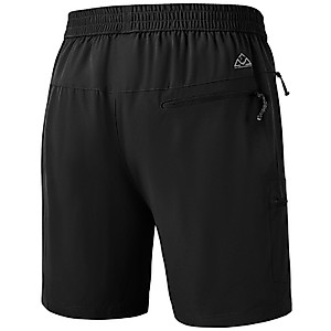 Rdruko Men's Work Hiking Shorts Lightweight Quick Dry Outdoor Cargo Shorts with Pockets(Black, US XL)