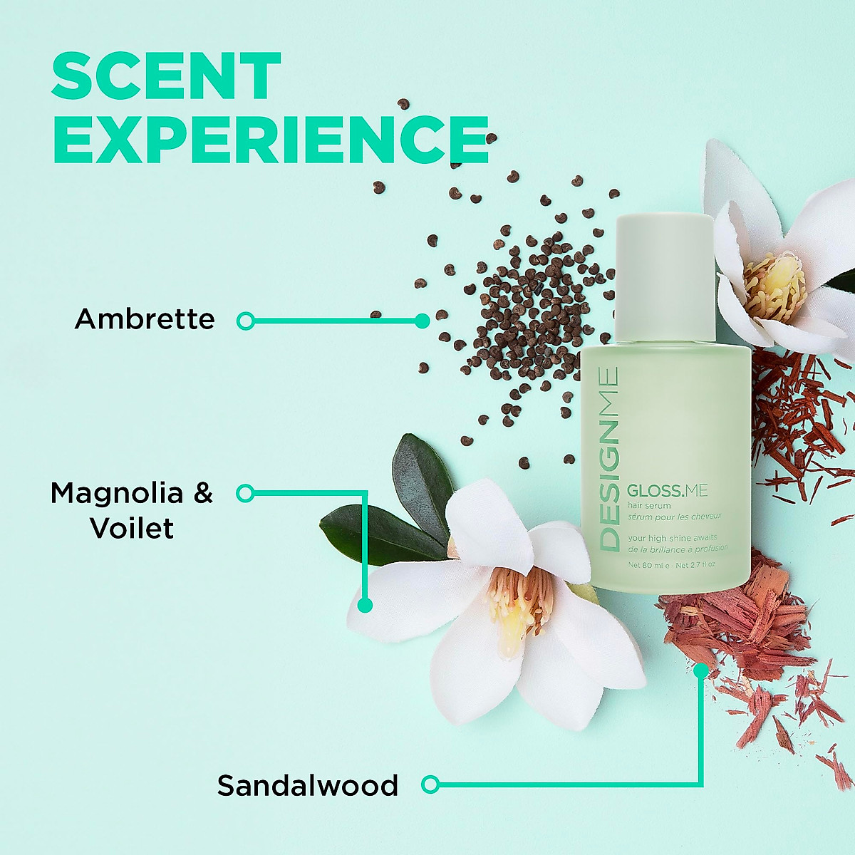 GLOSS.ME Hair Serum by DESIGNME | Anti Frizz Hair Serum for Women | Argan Hair Serum Adds Shine, Smoothness, & Hydration | Paraben & Sulfate Free Straight, Wavy, Coily, or Curly Hair Serum, (2.5 Oz)